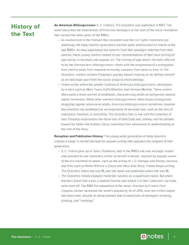 The Outsiders eNotes Teaching Guide - eNotes.com