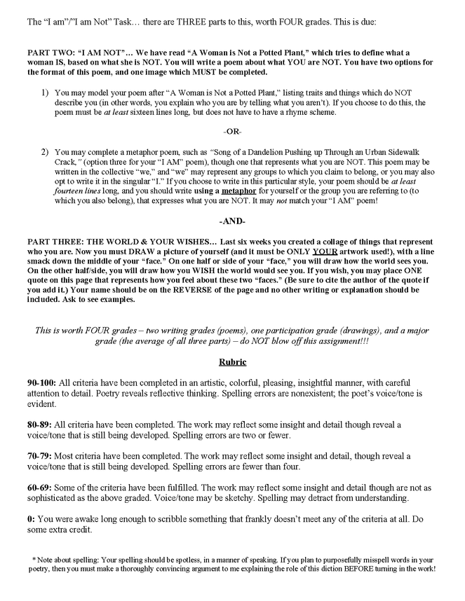 I Am/Not Poetry activity - eNotes.com