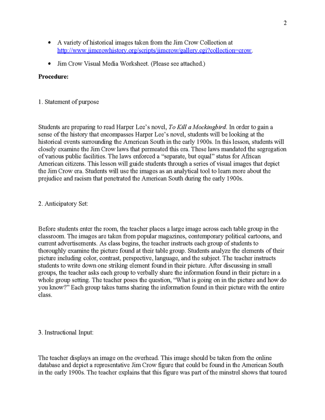 Harper Lee's To Kill a Mockingbird - Understanding Jim Crow through ...