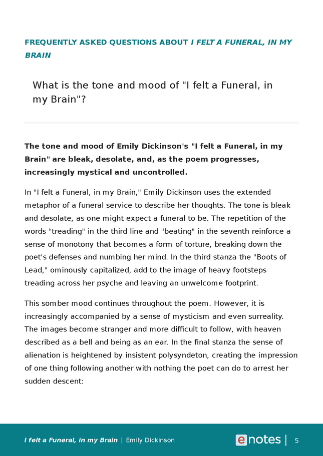 Popular Questions About I felt a Funeral, in my Brain - eNotes.com