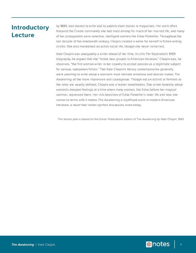 The Awakening eNotes Lesson Plan - eNotes.com