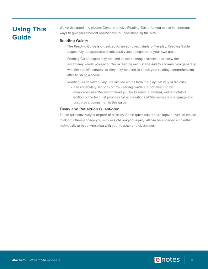 Macbeth Reading Guide - eNotes.com