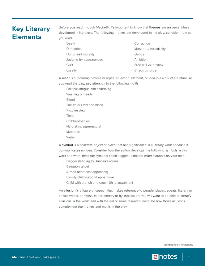 Macbeth Reading Guide - eNotes.com