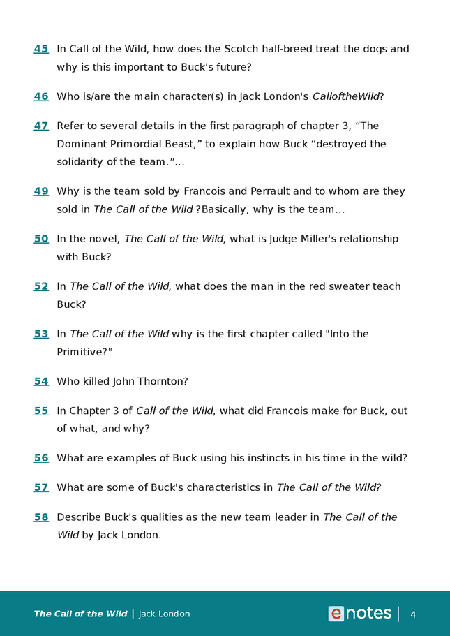 Popular Questions About The Call of the Wild - eNotes.com
