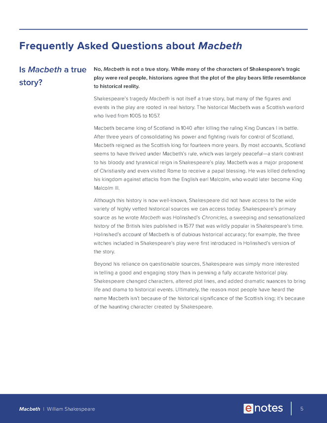 Macbeth FAQ Study Bundle - eNotes.com