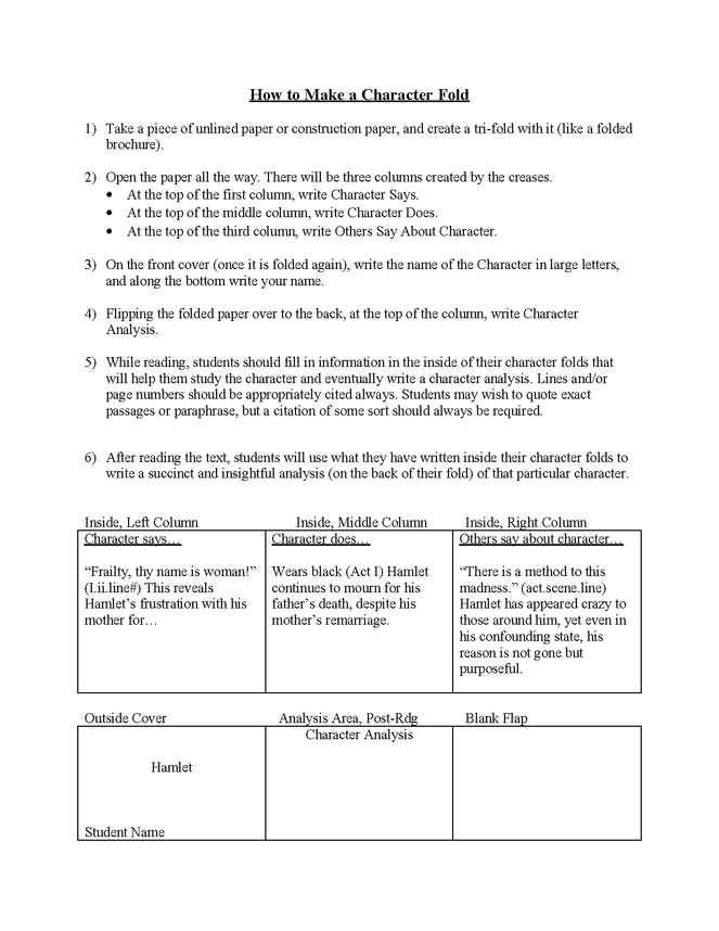 How to make a Character Fold - eNotes.com