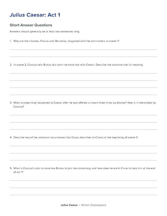 Julius Caesar Reading Comprehension Quiz - eNotes.com