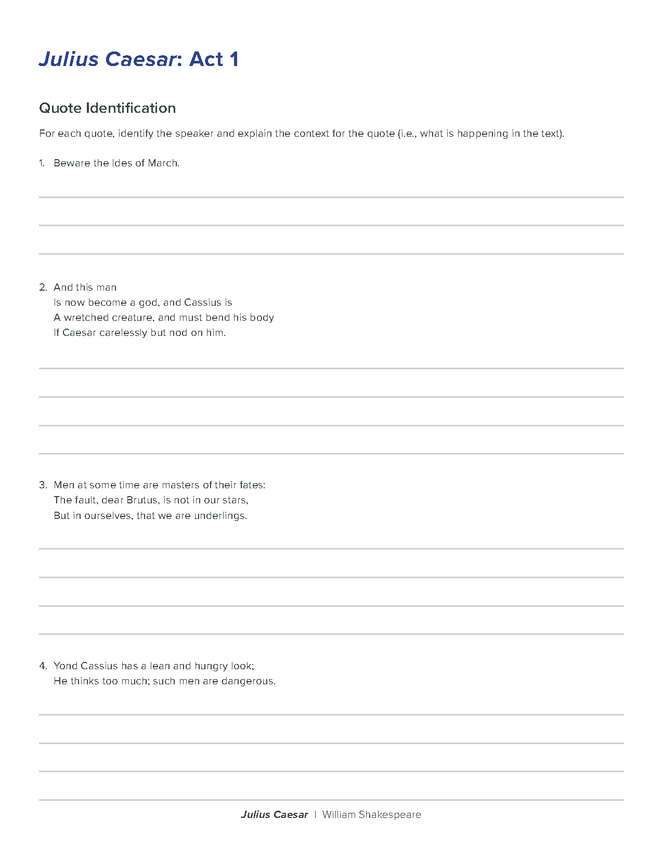 Julius Caesar Reading Comprehension Quiz - eNotes.com