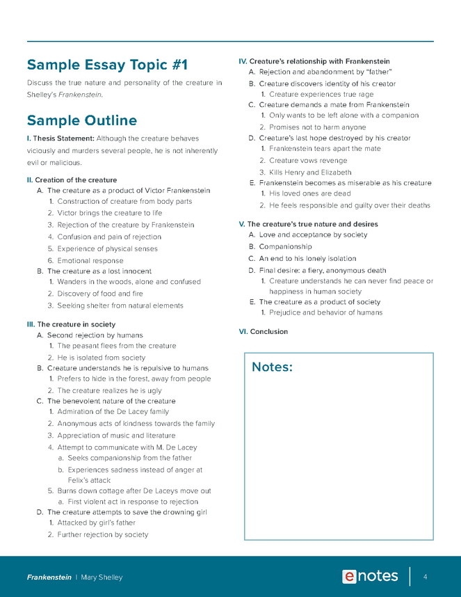 Frankenstein Essay Topics and Outlines - eNotes.com
