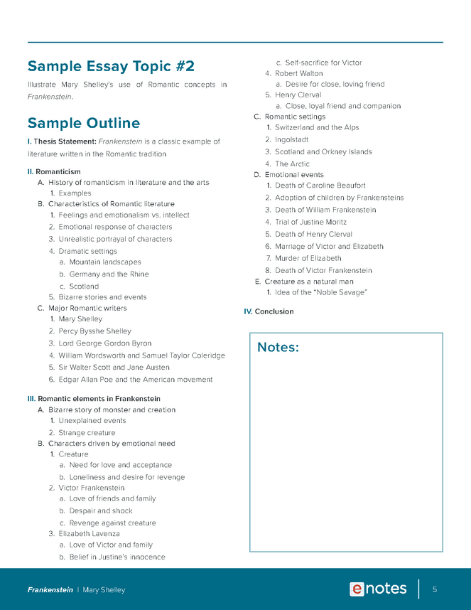 Frankenstein Essay Topics and Outlines - eNotes.com