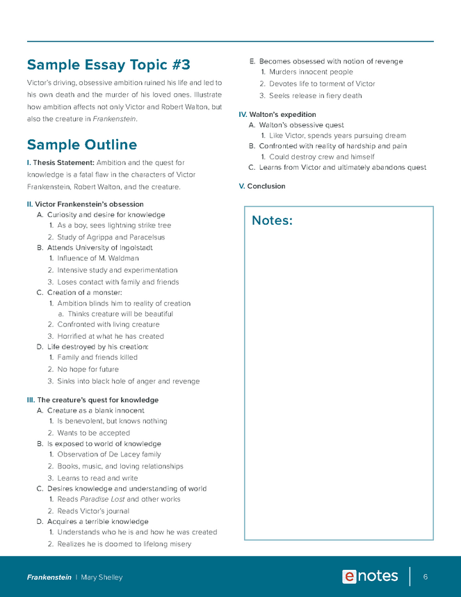 Frankenstein Essay Topics and Outlines - eNotes.com