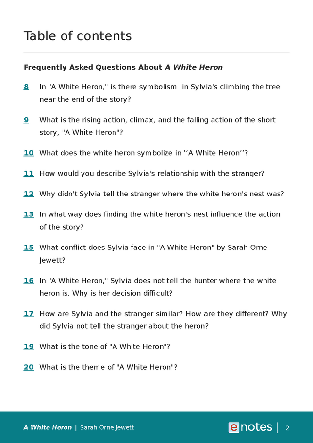 Popular Questions About A White Heron - eNotes.com