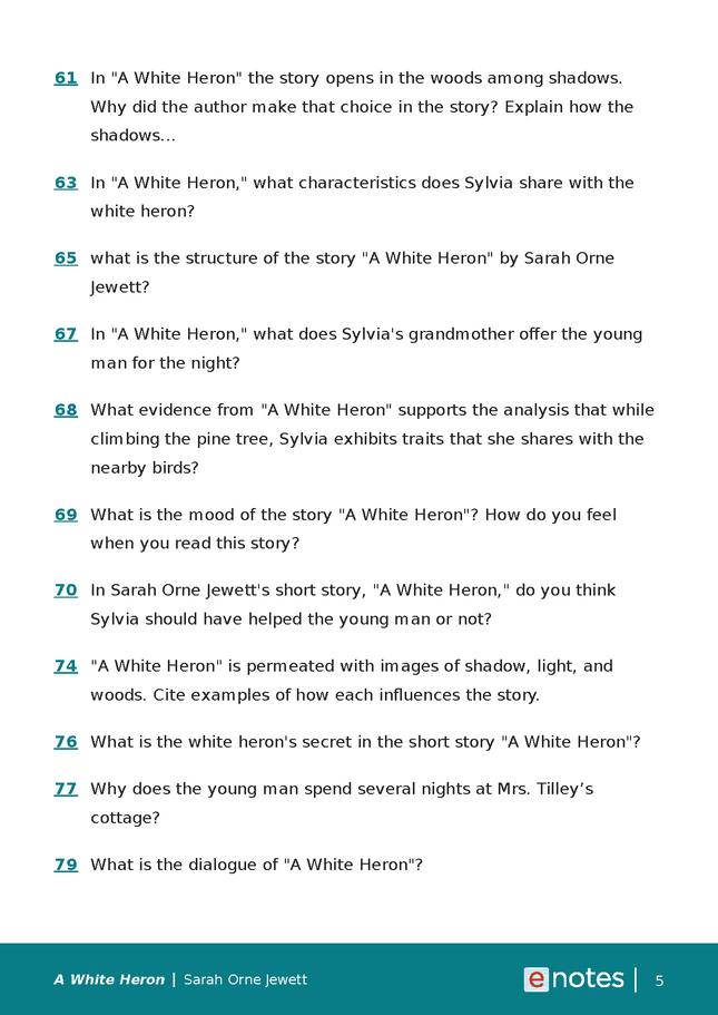 Popular Questions About A White Heron - eNotes.com