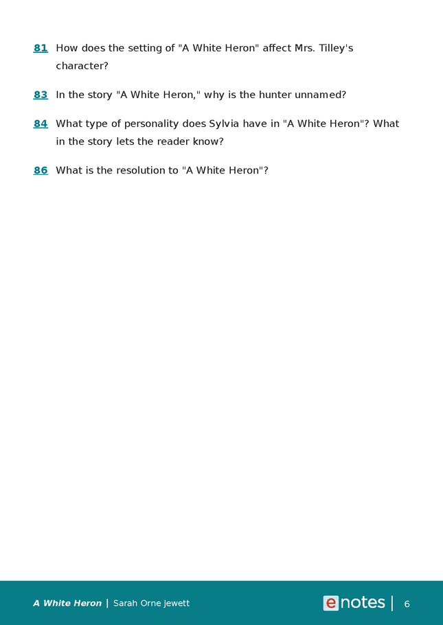 Popular Questions About A White Heron - eNotes.com