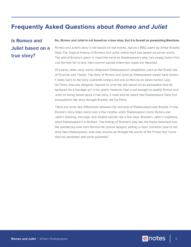 Romeo and Juliet FAQ Study Bundle - eNotes.com