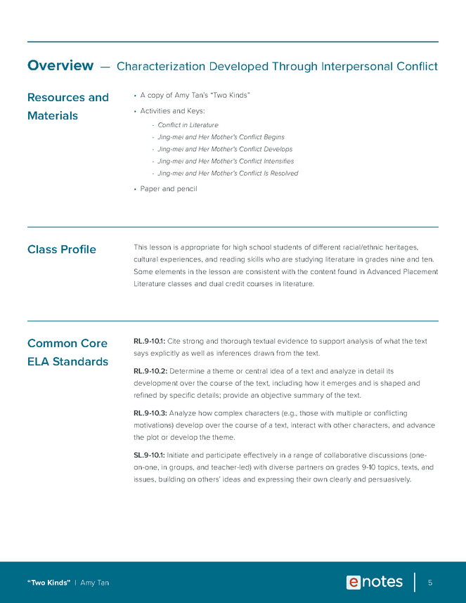 Two Kinds Character Analysis Lesson Plan ENotes Two Kinds Character Analysis Lesson Plan ENotes