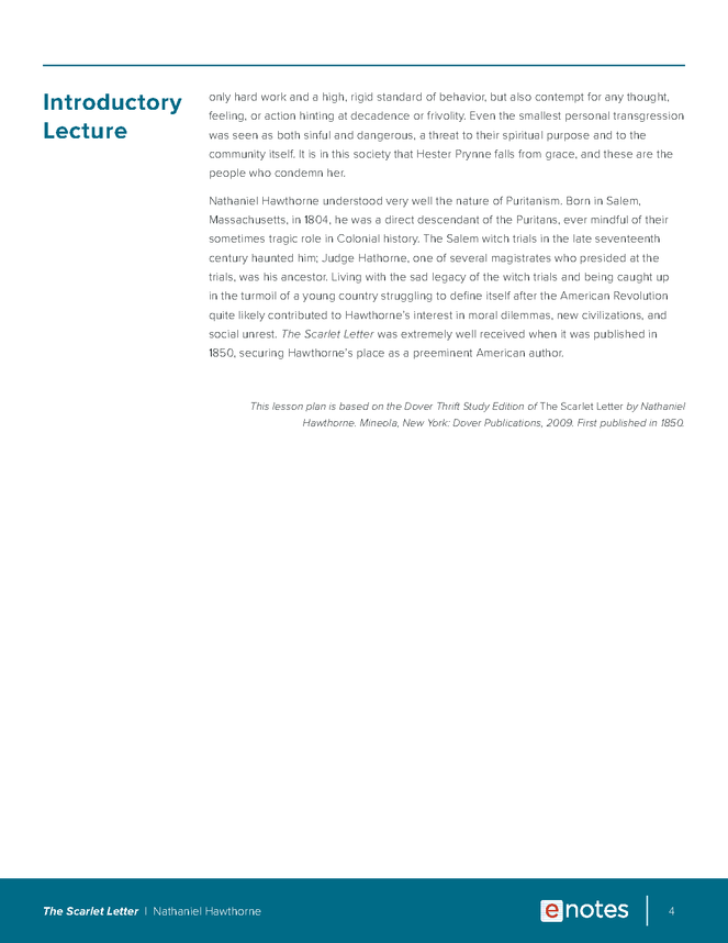 The Scarlet Letter eNotes Lesson Plan - eNotes.com
