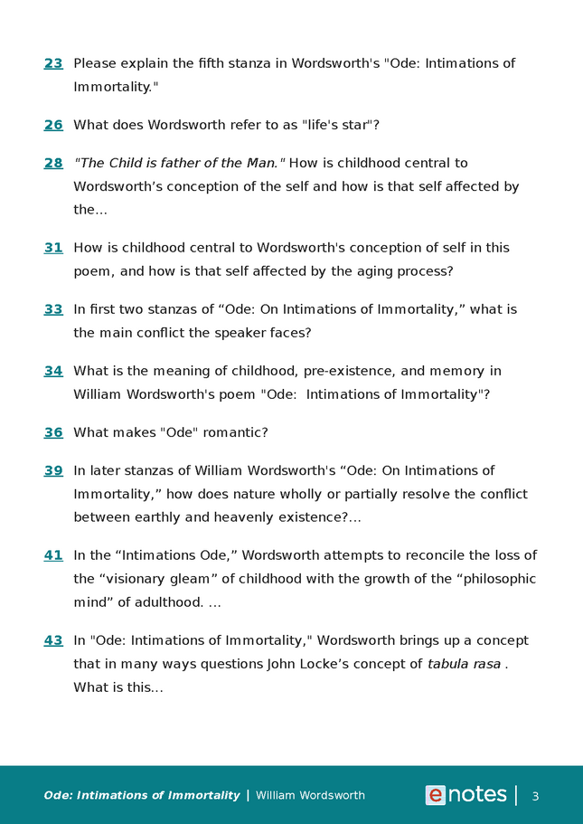 Popular Questions About Ode: Intimations of Immortality - eNotes.com