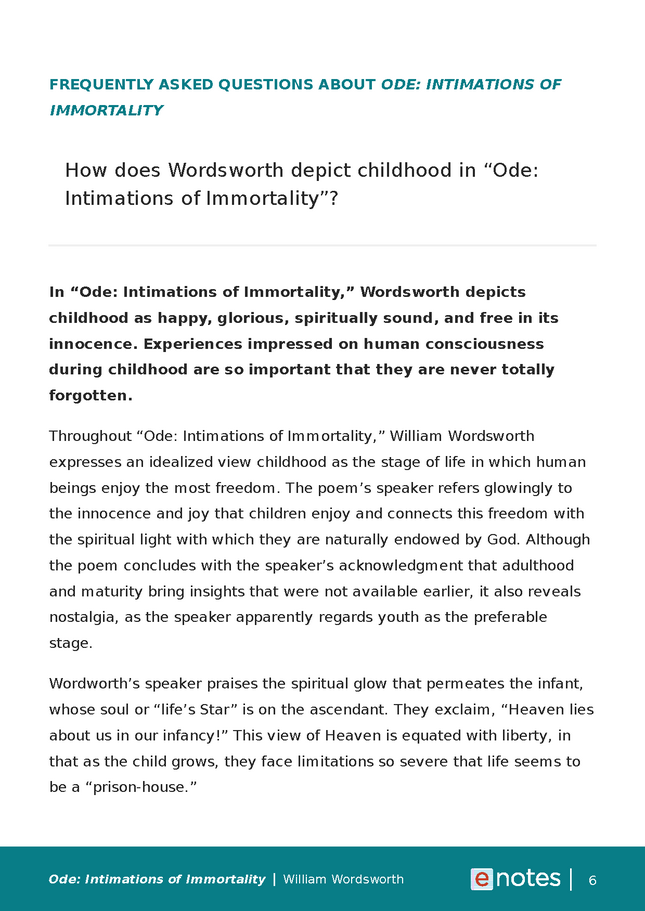 Popular Questions About Ode: Intimations of Immortality - eNotes.com