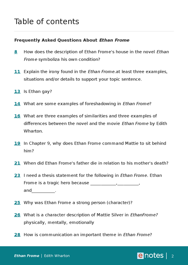 Popular Questions About Ethan Frome - eNotes.com
