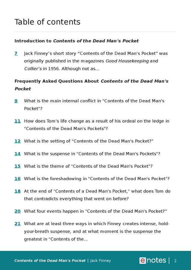 Popular Questions About Contents of the Dead Man's Pocket - eNotes.com