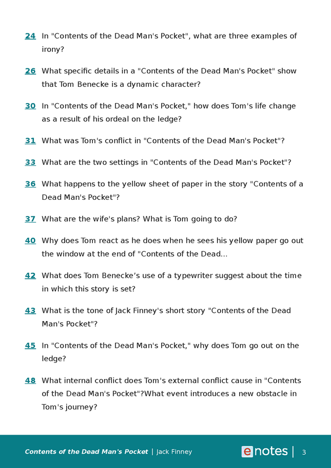 Popular Questions About Contents of the Dead Man's Pocket - eNotes.com