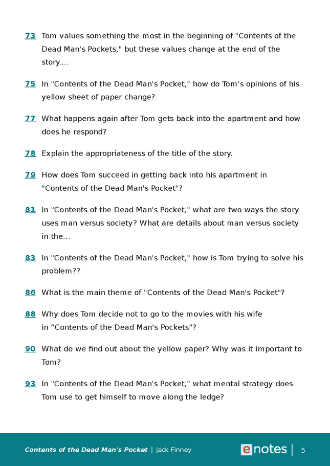 Popular Questions About Contents of the Dead Man's Pocket - eNotes.com