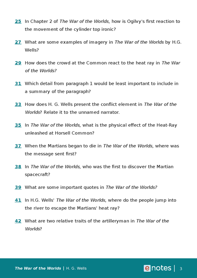 Popular Questions About The War of the Worlds - eNotes.com