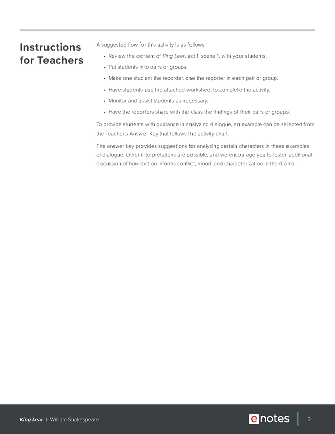 King Lear Act 1 Scene 1 Dialogue Analysis Activity - eNotes.com
