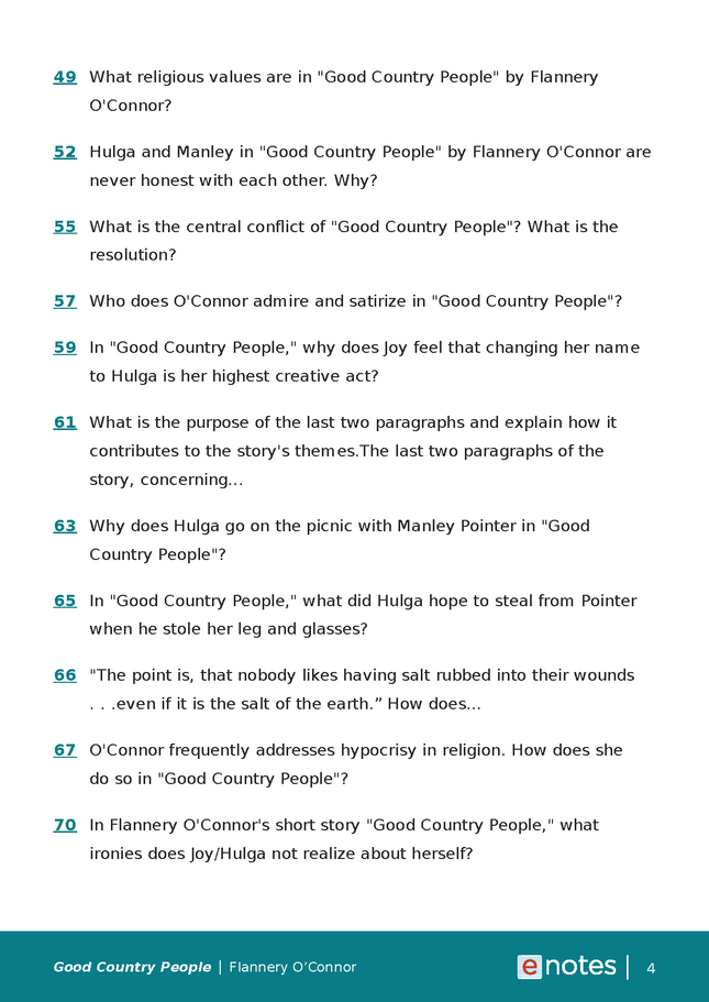 Popular Questions About Good Country People - eNotes.com