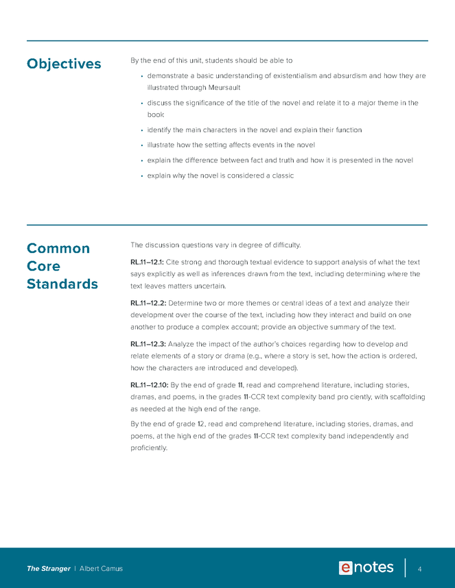 The Stranger eNotes Lesson Plan - eNotes.com