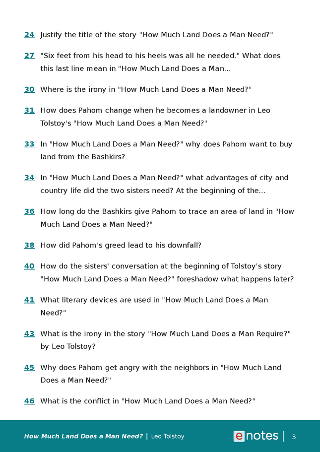 Popular Questions About How Much Land Does a Man Need? - eNotes.com