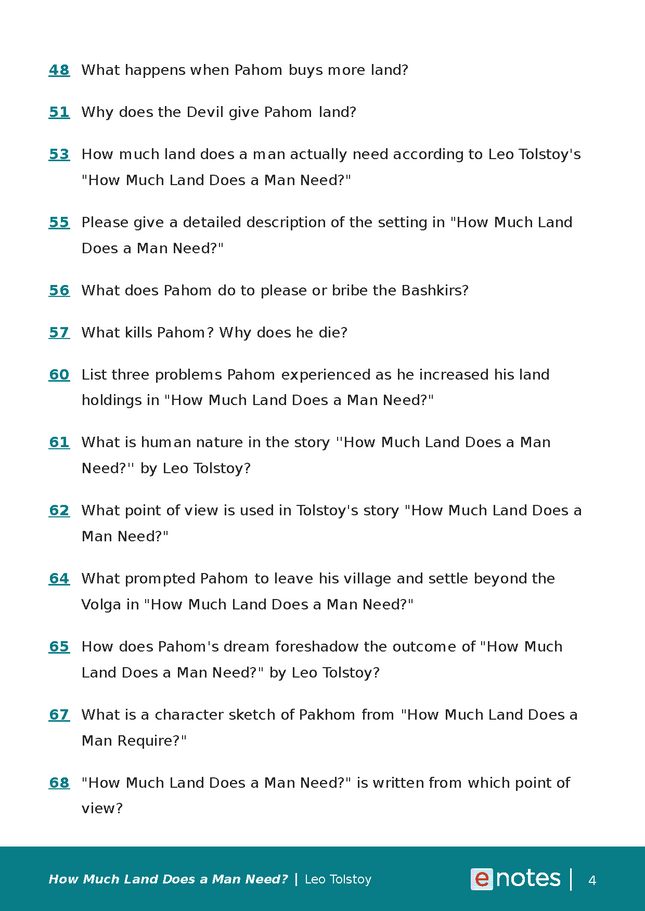 Popular Questions About How Much Land Does a Man Need? - eNotes.com