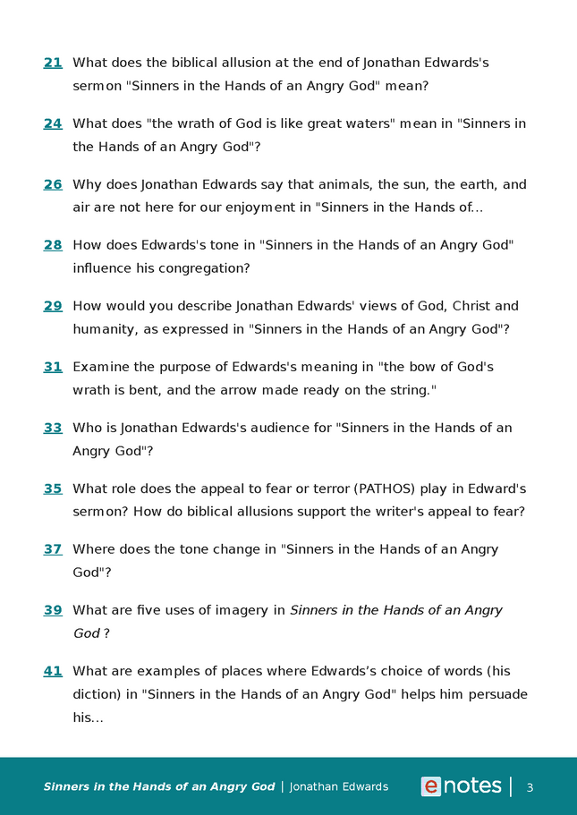 Popular Questions About Sinners in the Hands of an Angry God - eNotes.com
