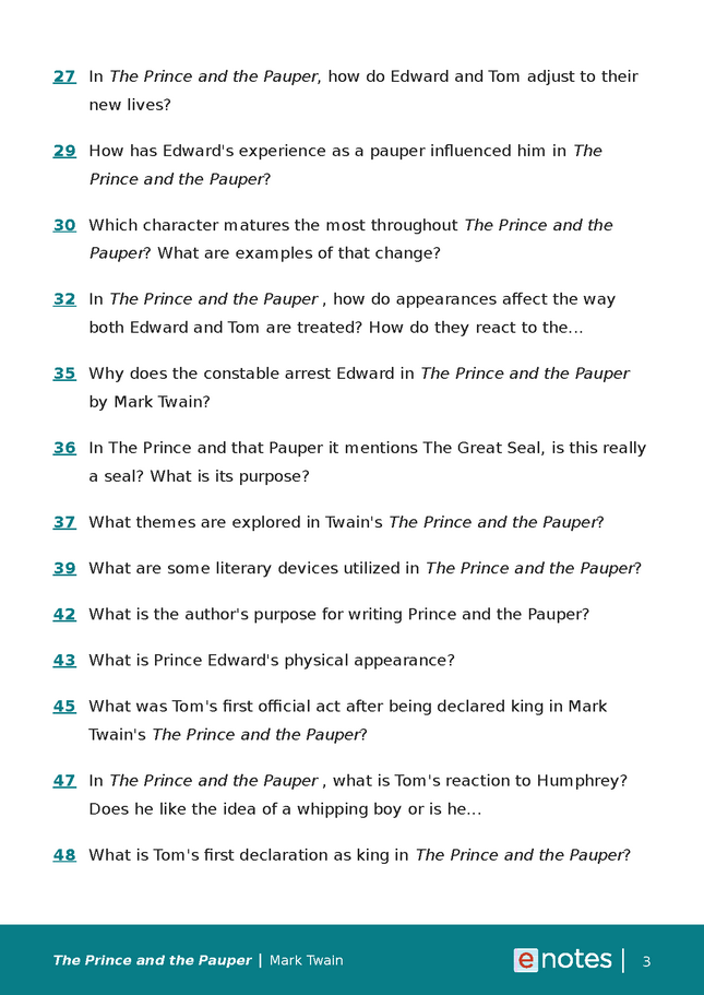 Popular Questions About The Prince and the Pauper - eNotes.com