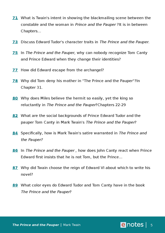 Popular Questions About The Prince and the Pauper - eNotes.com