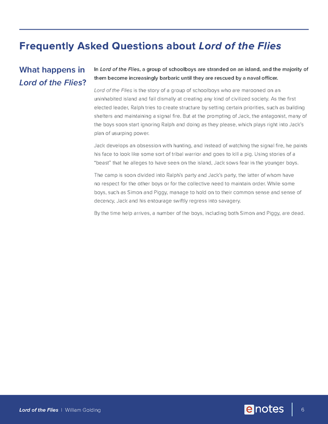 Lord of the Flies FAQ Study Bundle - eNotes.com