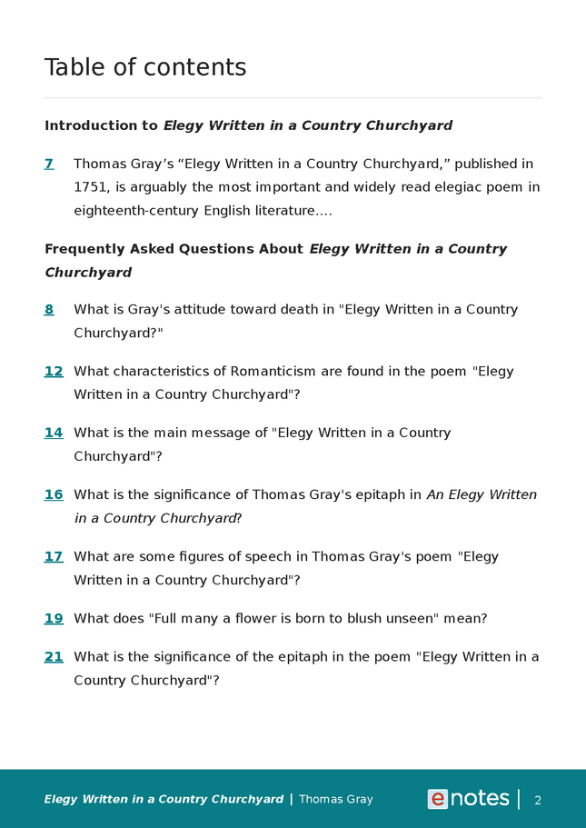 Popular Questions About Elegy Written in a Country Churchyard - eNotes.com