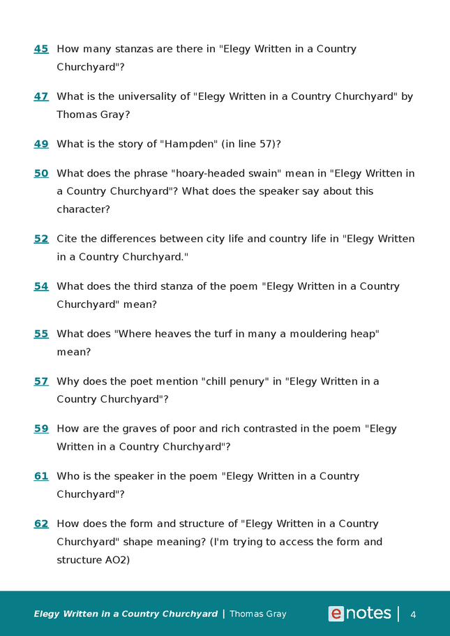 Popular Questions About Elegy Written in a Country Churchyard - eNotes.com