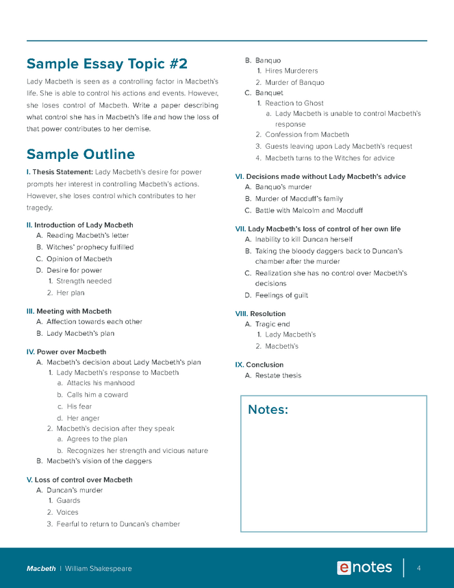 Macbeth Essay Topics and Outlines - eNotes.com
