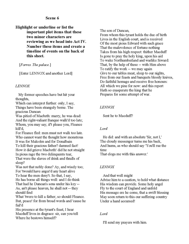 Macbeth Act III, scene vi activity - eNotes.com