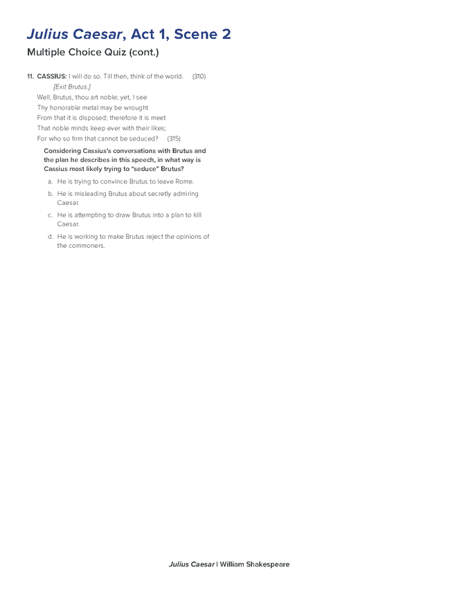 Julius Caesar Close Reading Quiz - eNotes.com