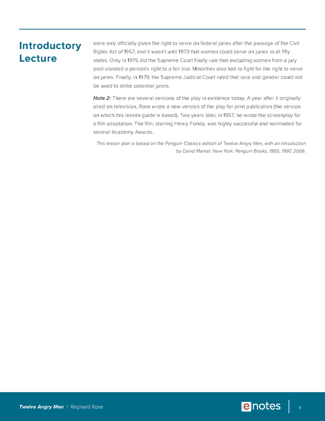 Twelve Angry Men eNotes Lesson Plan - eNotes.com
